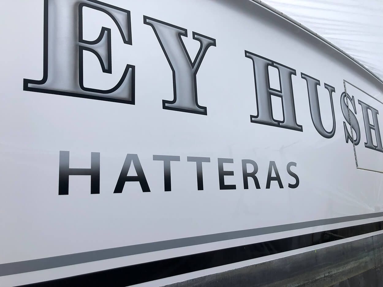 Honey Hush Hatteras Boat Transom | BOATS TRANSOM ARTWORK PAINTING ...