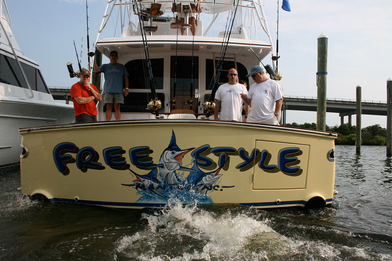 Free Style, Manteo North Carolina Boat Transom | BOATS TRANSOM ARTWORK ...