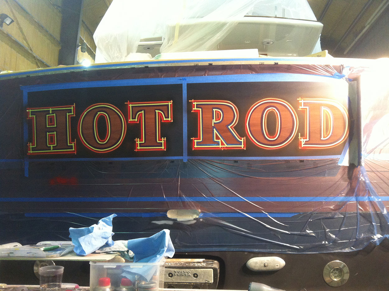 Hot Rod, Dover Delaware Boat Transom | BOATS TRANSOM ARTWORK PAINTING ...